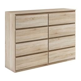 KOMMODE NUDO 120/101,5/39cm mit 8 Schubladen T&uuml;ren Sonoma Eiche