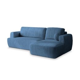 ECKSOFA SENTI P R-S Blau Kordstoff mit Schlaffunktion
