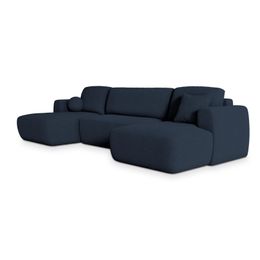 WOHNLANDSCHAFT SENTUM N Blau Boucle-Stoff mit Schlaffunktion