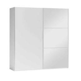 SCHWEBET&Uuml;RENSCHRANK IVERN 200/215/65 cm 2-t&uuml;rig mit Spiegel Wei&szlig;