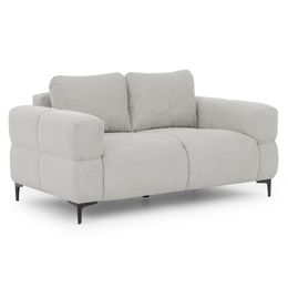2-SITZER-SOFA Cardea in Bubble-Optik aus weichem Hellgrau Strukturstoff mit hohem Sitzkomfort