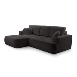 ECKSOFA FILO Schwarz Boucle-Stoff mit Schlaffunktion