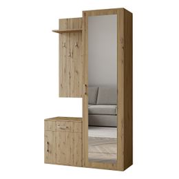 GARDEROBENSCHRANK VENTO 100/180,5/35 cm Modern Garderobe-Set Eiche Artisan