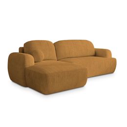ECKSOFA MODENZA P L-S Gelb Kordstoff mit Schlaffunktion