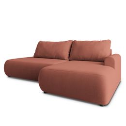 ECKSOFA NUVIRA CL R-S Koralle Samtstoff mit Schlaffunktion