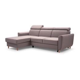 ECKSOFA SAPORE Beige Geflochtener Stoff mit Schlaffunktion