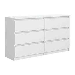 KOMMODE NUDO 138,5/78,5/39cm mit 6 Schubladen T&uuml;ren Wei&szlig;