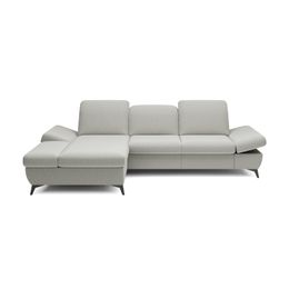 ECKSOFA FELICE L-S Hellgrau Geflochtener Stoff mit Schlaffunktion