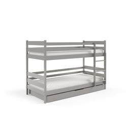 ETAGENBETT SIMBA mit Bettkasten 80x190 cm Hellgrau