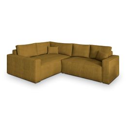 ECKSOFA ERONIS L-S Gelb Kordstoff mit Schlaffunktion