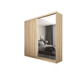 SCHWEBET&Uuml;RENSCHRANK PATRIZIA 200/216/61 cm 2-t&uuml;rig mit Spiegel Sonoma Eiche