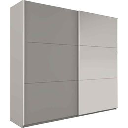 SCHWEBET&Uuml;RENSCHRANK IVERN 200/215/65 cm 2-t&uuml;rig mit Spiegel Grau