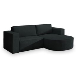 ECKSOFA SORELA P R-S Schwarz Kordstoff mit Schlaffunktion