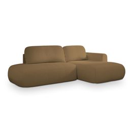 ECKSOFA NUVIRA R-S Orange Boucle-Stoff mit Schlaffunktion