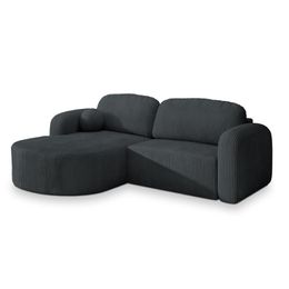 ECKSOFA AMILIA P L-S Graphitfarben Kordstoff mit Schlaffunktion