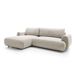 ECKSOFA ZEST Beige Geflochtener Stoff mit Schlaffunktion