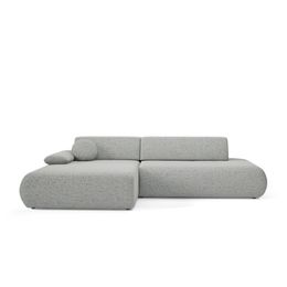 ECKSOFA DELTA L-S Grau Geflochtener Stoff mit Schlaffunktion