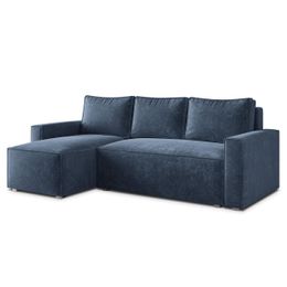 ECKSOFA POTARO LM Blau Chenille mit Schlaffunktion
