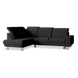 ECKSOFA LERMA L-S Schwarz Velours-Stoff mit Schlaffunktion