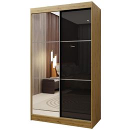 SCHWEBET&Uuml;RENSCHRANK VITALE 120/216/61 cm 2-t&uuml;rig mit Spiegel Eiche Artisan