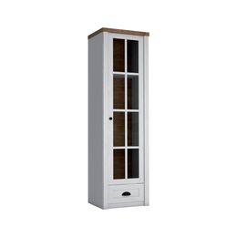 VITRINE L&eacute;andre Wei&szlig; und Holz