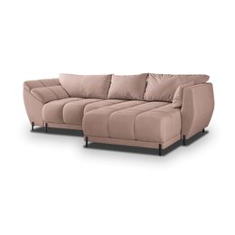 ECKSOFA VESTANO R-S Rosa Velours-Stoff mit Schlaffunktion