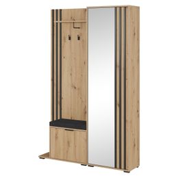 GARDEROBENSCHRANK NELIANA 131/192/40 cm Modern Garderobe-Set Eiche Artisan