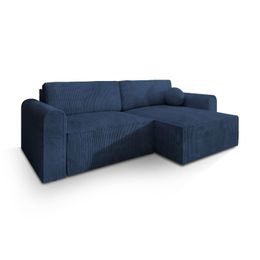 ECKSOFA FIANO P Blau Kordstoff mit Schlaffunktion