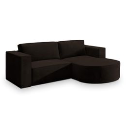 ECKSOFA SORELA M R-S Braun Velours-Stoff mit Schlaffunktion