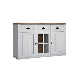 SIDEBOARD L&eacute;andre Wei&szlig; und Holz