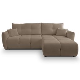 ECKSOFA MODA S Braun Geflochtener Stoff mit Schlaffunktion