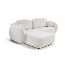ECKSOFA AMICO L-S Wei&szlig; Geflochtener Stoff mit Schlaffunktion