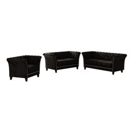 SITZGARNITUR 3+2+1 Chesterfield Fusion Schwarz Samt