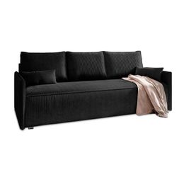 BETTSOFA MESTOR Schwarz Kordstoff mit Schlaffunktion