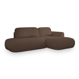 ECKSOFA NUVIRA R-S Braun Boucle-Stoff mit Schlaffunktion