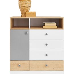 KOMMODE BRERA 85/90/40cm mit 5 Schubladen 1 T&uuml;ren Eichefarben