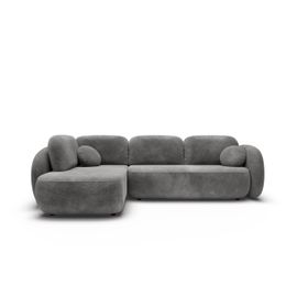 ECKSOFA AMICO II L-S Grau Geflochtener Stoff mit Schlaffunktion