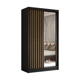 SCHWEBET&Uuml;RENSCHRANK LAMELLO 120/216/61 cm 2-t&uuml;rig mit Spiegel Schwarz