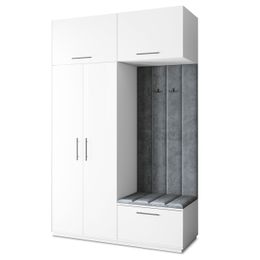 GARDEROBENSCHRANK REMA 150/240/60 cm Modern Garderobe-Set Wei&szlig;
