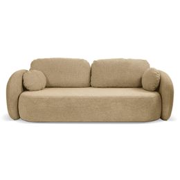 BETTSOFA AMICO Beige Geflochtener Stoff mit Schlaffunktion