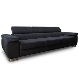 BETTSOFA MOSINE Schwarz Kordstoff mit Schlaffunktion