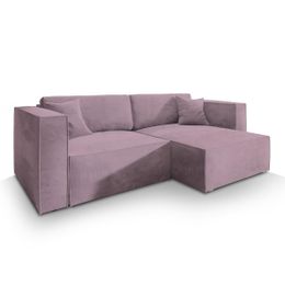 ECKSOFA NERIO M Lila Velours-Stoff mit Schlaffunktion