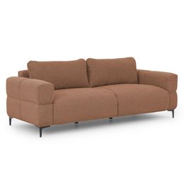 3-SITZER-SOFA Cardea in Bubble-Optik aus weichem Terrakotta Strukturstoff mit hohem Sitzkomfort