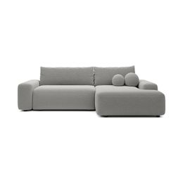 ECKSOFA RUOTA Grau Boucle-Stoff mit Schlaffunktion