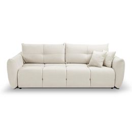 BETTSOFA MODA Creme Chenille-Stoff mit Schlaffunktion