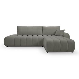 ECKSOFA GIOIA R-S Grau Boucle-Stoff mit Schlaffunktion