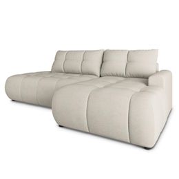 ECKSOFA FLUMA CL R-S Creme Samtstoff mit Schlaffunktion
