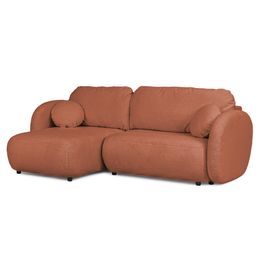 ECKSOFA Candy mit Schlaffunktion Terrakotta Boucl&eacute;-Stoff - Ottomane links