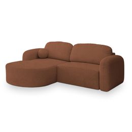 ECKSOFA AMILIA L-S Kupferfarben Boucle-Stoff mit Schlaffunktion