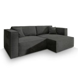 ECKSOFA NERIO M Schwarz Velours-Stoff mit Schlaffunktion